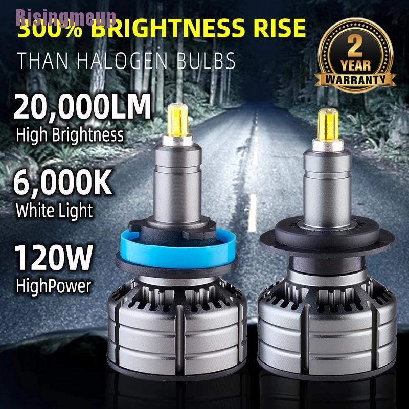 Risingmeup หลอดไฟหน้ารถยนต์ Led H11 H7 20000Lm H8 Hb3 9005 Hb4 H1 9012 | Shopee Thailand