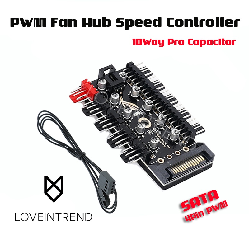 PWM Fan Hub Speed Controller 10Way Pro Capacitor (ใช้ต่อพัดลม 10ตัว แยก ...