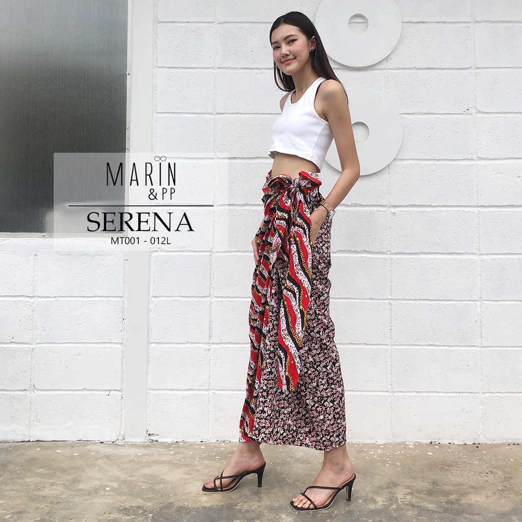 Marin&PP Serena Wrap Pant MT001-012 กางเกงผู้หญิงขายาว ผูกโบว์เข้ารูป สีทูโทน ใส่ไปทะเลสบายๆ ...