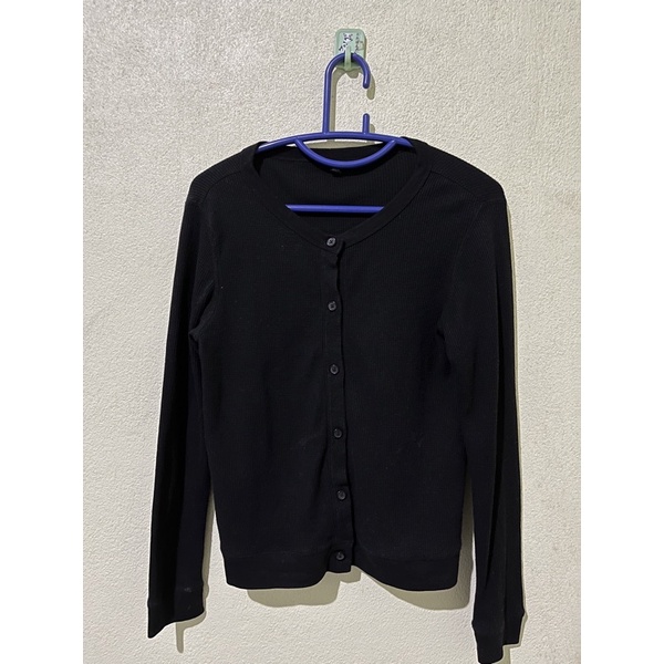 เสื้อคลุมคาร์ดิแกน สีดำ แบรนด์ Uniqlo M | Shopee Thailand