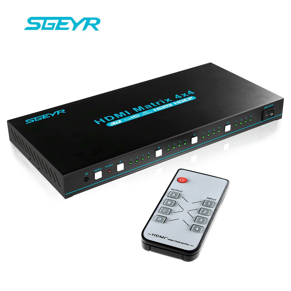SGEYR เครื่อง HDMI Matrix 4x4 HDMI True Matrix Switcher 4K 4 to 4 HDMI ...