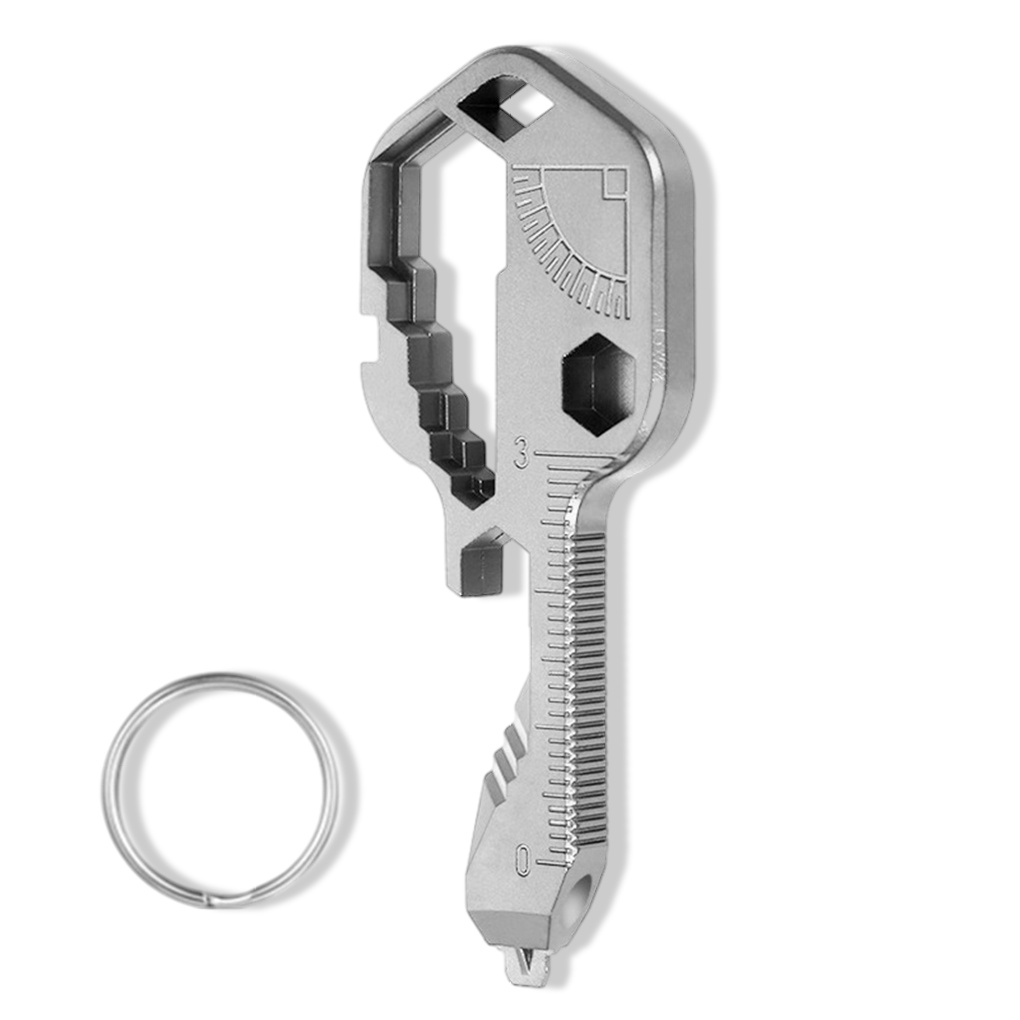 Steel 24-in-1 Key Tool Portable Pendant Drill File Bottle Opener Ruler ...