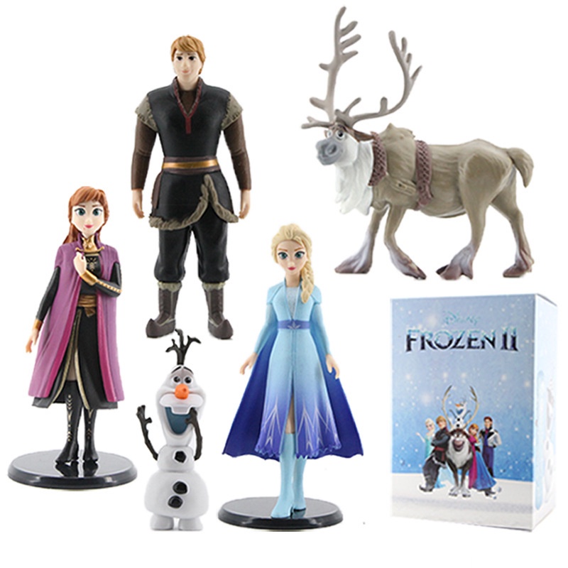 Frozen 2 Figures 5/6Pcs Toys Gift Set Elsa Anna Kristoff Olaf Sven Cake ...