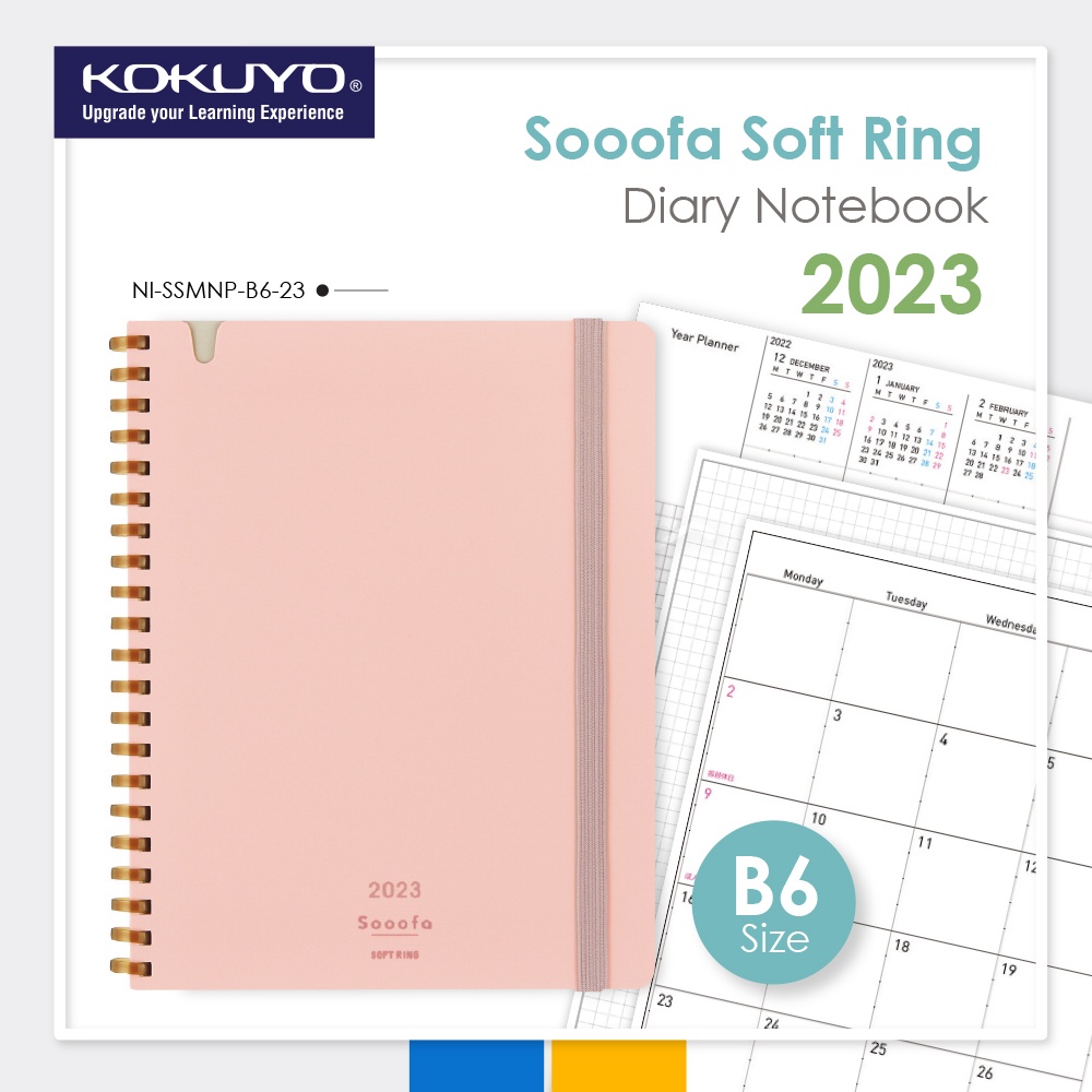 Kokuyo Sooofa แหวนไดอารี่ แบบนิ่ม ขนาด 2023 - B6-4 มม. | Shopee Thailand