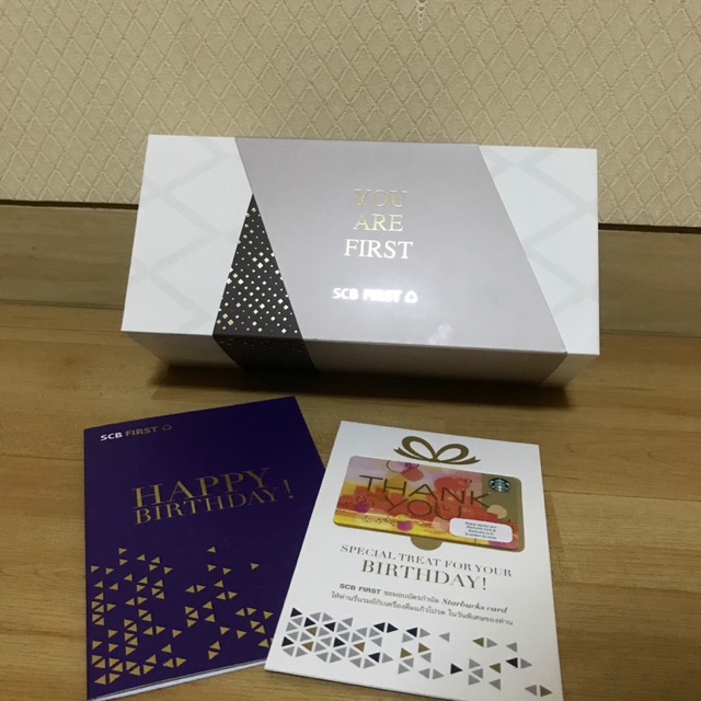 SOLD SCB First Birthday Card + Box + Starbucks Gift Card | Shopee Thailand