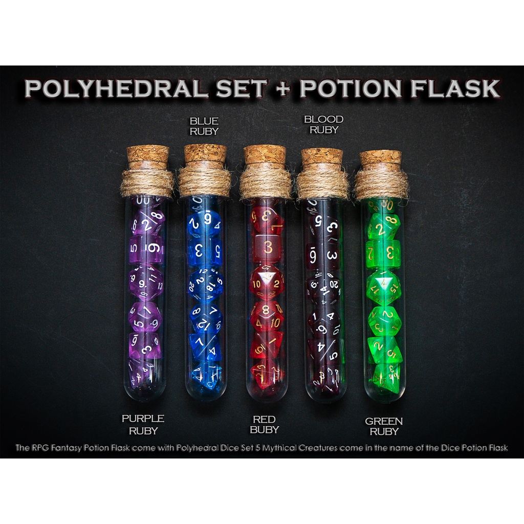 Potion Flask with Dice Set of 7 | ลูกเต๋า Dice For DnD D&D MTG RPG TRPG ...