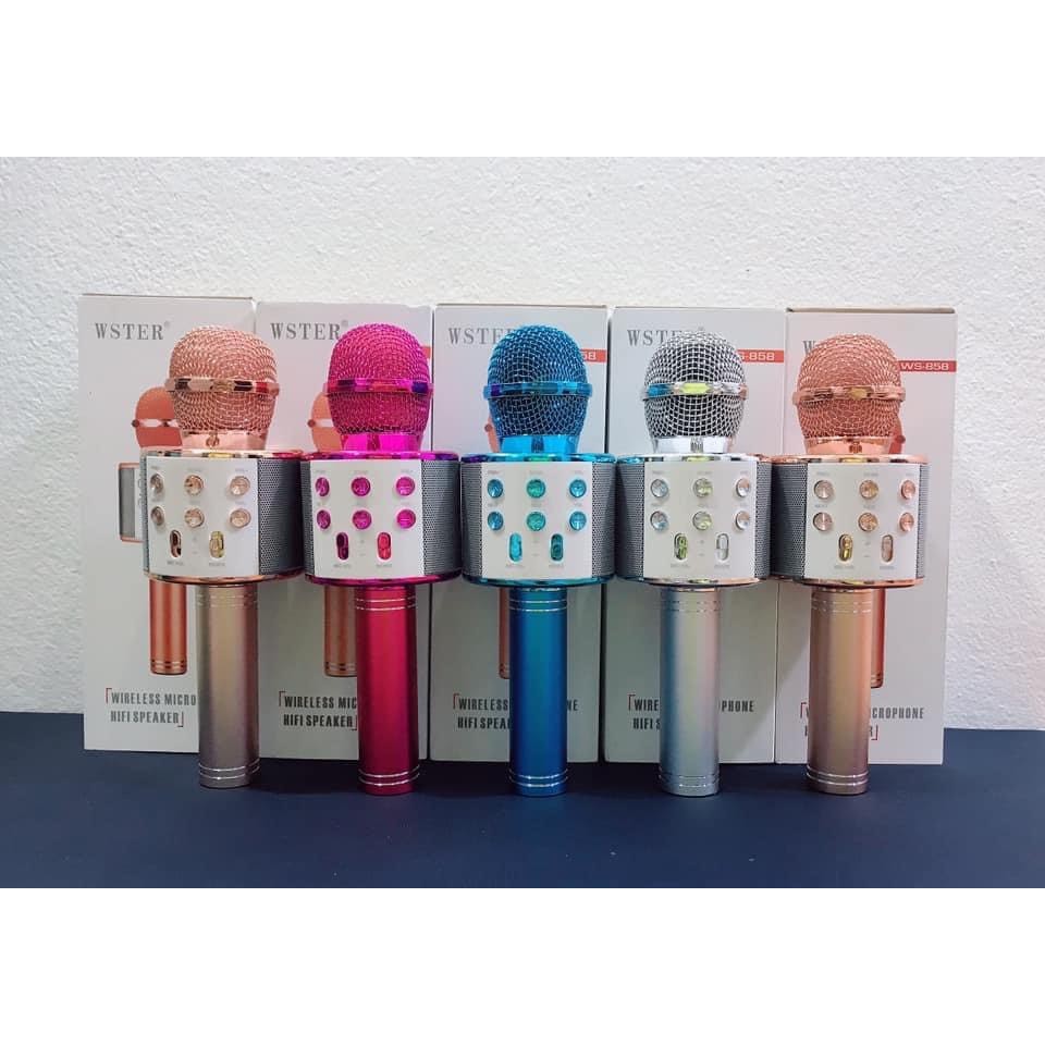 Wster WS-858 ไมโครโฟน ไร้สาย ลำโพง บูลทูธ | Shopee Thailand