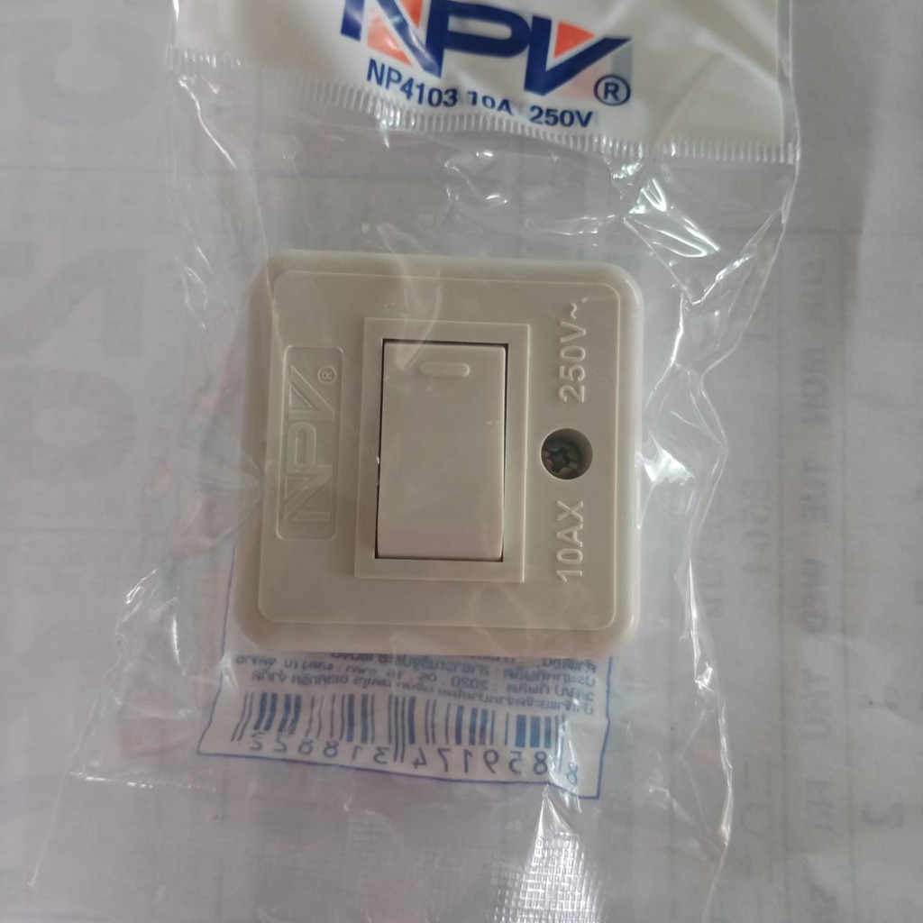 NPV สวิตซ์ติดลอย เปิด-ปิด ไฟทรงสี่เหลี่ยมสีขาว รุ่น NP4103 10A 250V | Shopee Thailand