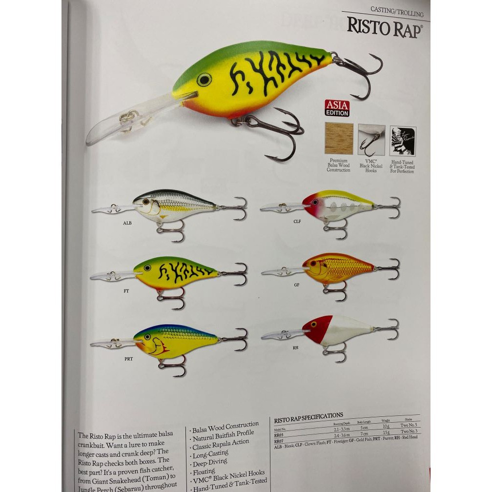 Rapala Risto Rap 5cm, 8cm (RR05), (RR08) (Deep Runner) | Shopee Thailand
