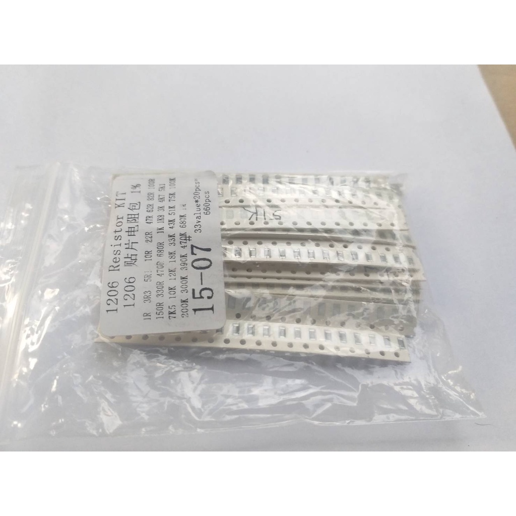 ตัวต้านทาน SMD CHIP 1ohm-1M 1206 SMD Resistor Kit 33valuesX 20pcs ...