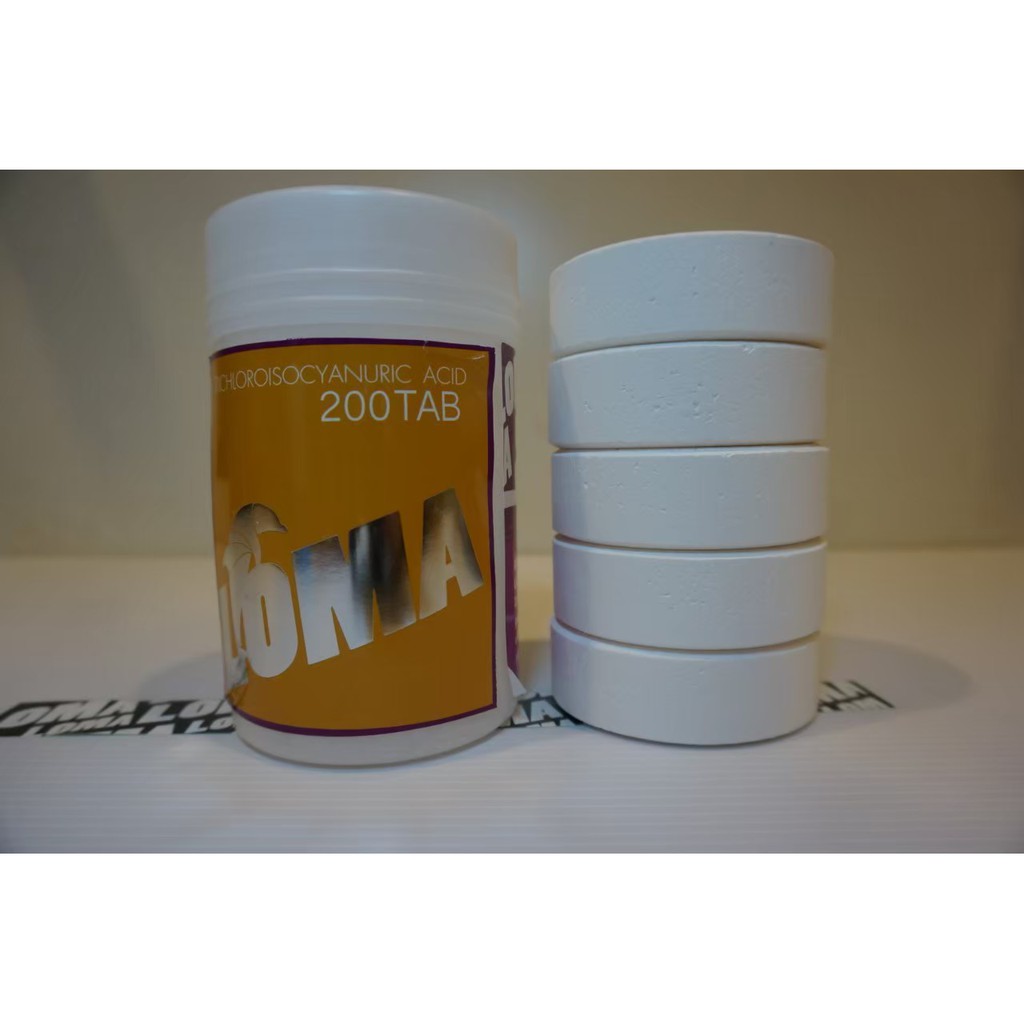 คลอรีนก้อน 90% 200 Gram (LOMA 200 tablet) กระปุก 1กิโลกรัม | Shopee ...