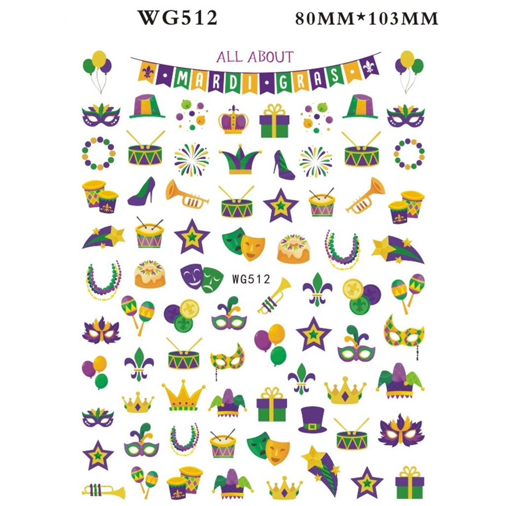 สติ๊กเกอร์ติดเล็บ Sticker ลายการ์ตูน หัวใจ ดอกไม้ ปาร์ตี้ ลอกแปะได้ ...