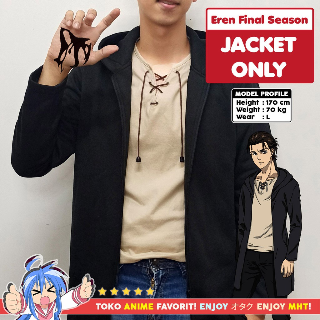 AOT Attack On Titan Eren Yeager Final Season Yaegerist Hoodie Jacket ...