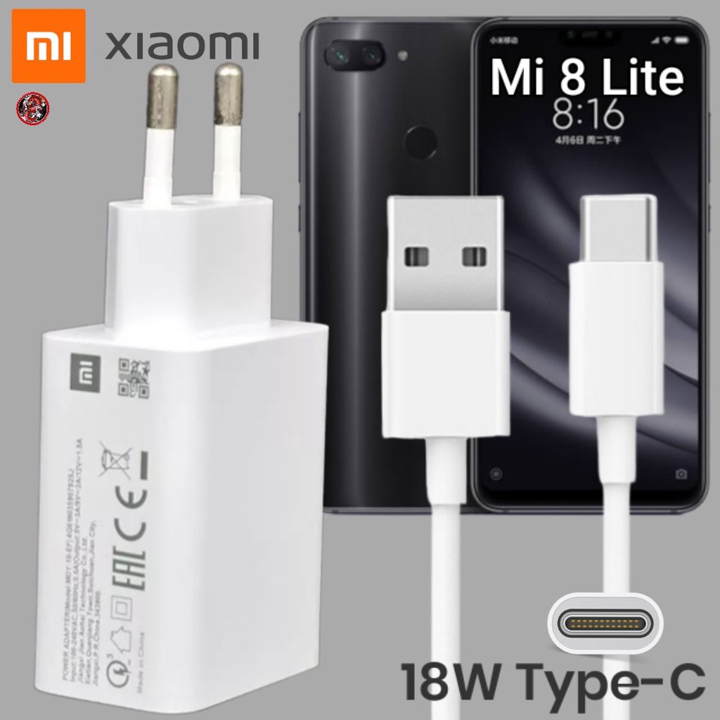 ที่ชาร์จ Xiaomi 18W Type-C EU เสียวมี่ Mi 8 Lite สเปคตรงรุ่น หัวชาร์จ สายชาร์จ เล่นเกม ชาร์จเร็ว ...