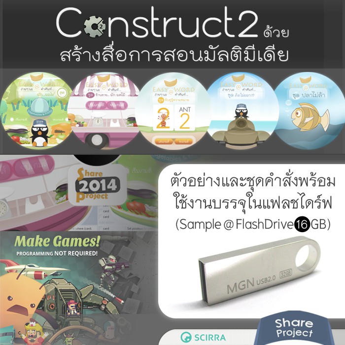 ตัวอย่างและชุดคำสั่งพร้อมใช้งาน จาก "สร้างสื่อการสอนมัลติมีเดียด้วย Construct2" | Shopee Thailand