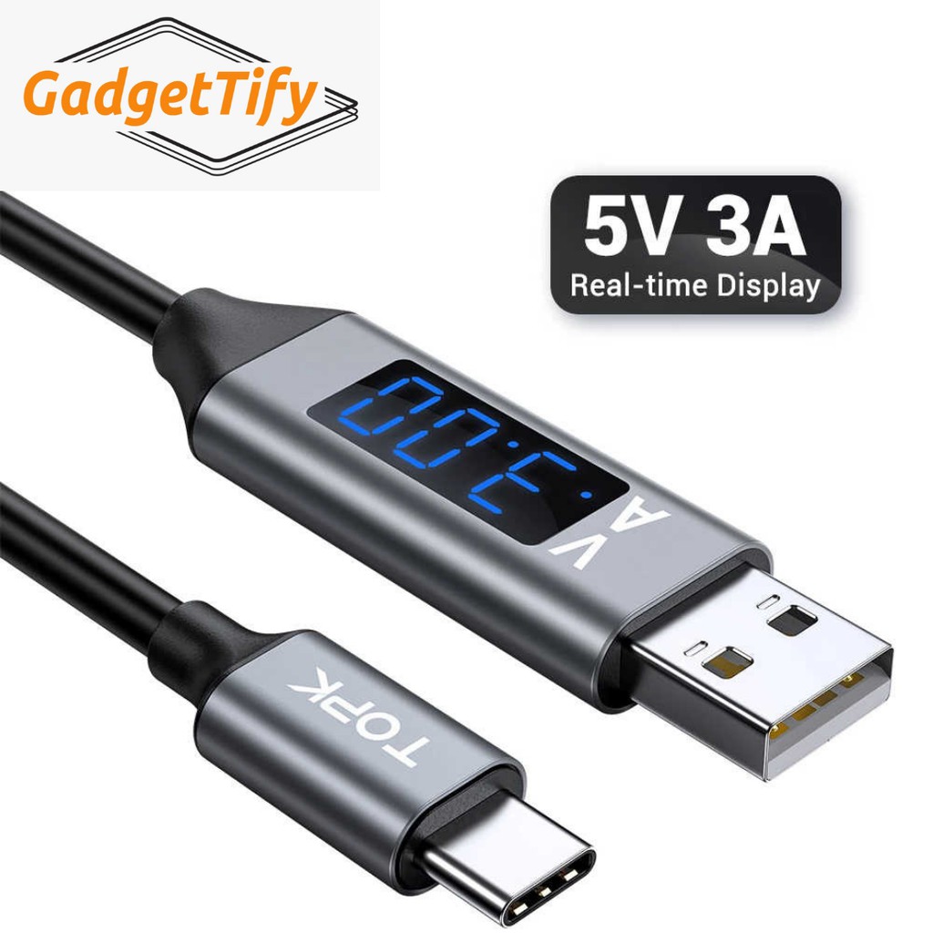 Topk AC32 (จอแสดงผล TPE 3A) แรงดันไฟฟ้า และกระแสไฟ ชาร์จเร็ว สายซิงค์ ...