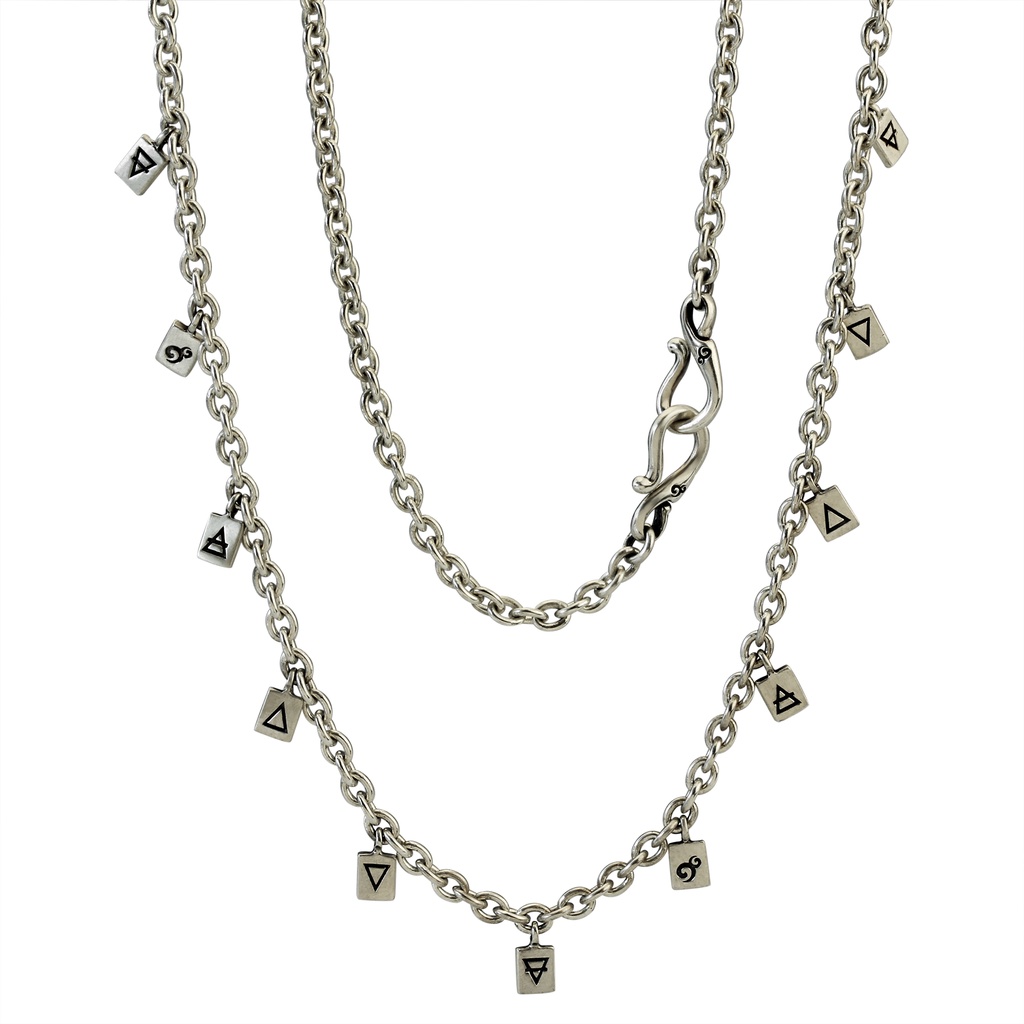 OHM Prayer Flag Necklace ขนาด (36"/90cm) - Silver 925 Charm ...
