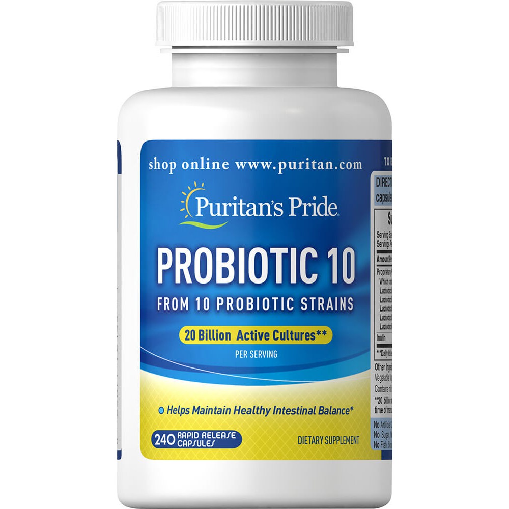 Probiotic 10 ( 20 billion live Probiotic ) 120/240 Capsules Puritan's ...