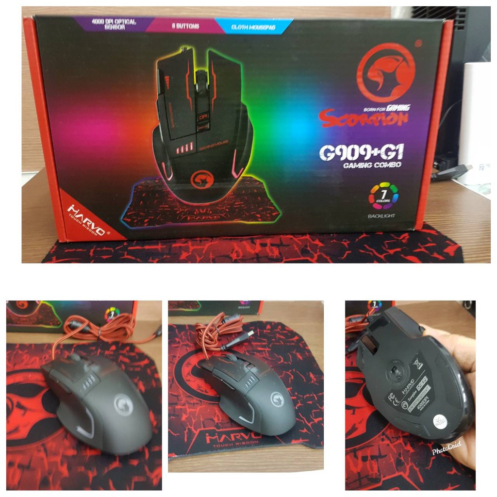 Marvo เมาส์เกมมิ่ง + แผ่นรองเมาส์ Gaming Mouse Scorpion Buthus G909 ...