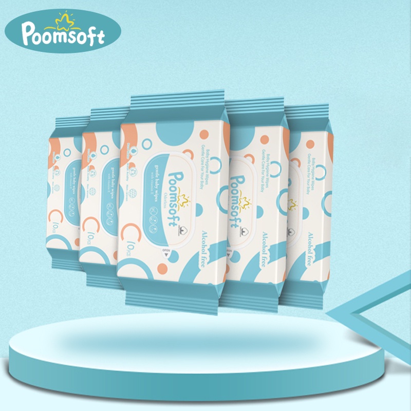 Poomsoft baby wipes 10 แผ่น ทิชชู่เปียกเด็ก ทิชชู่เปียกพกพา ทิชชูเปียก ...
