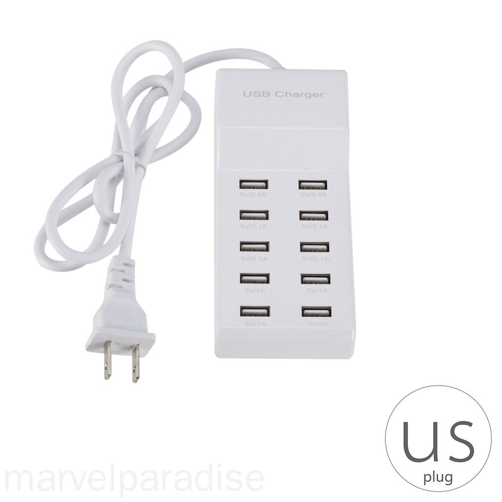 10 Ports USB Charger Phone Tablet USB Device Travel Desktop Charger Hub ...