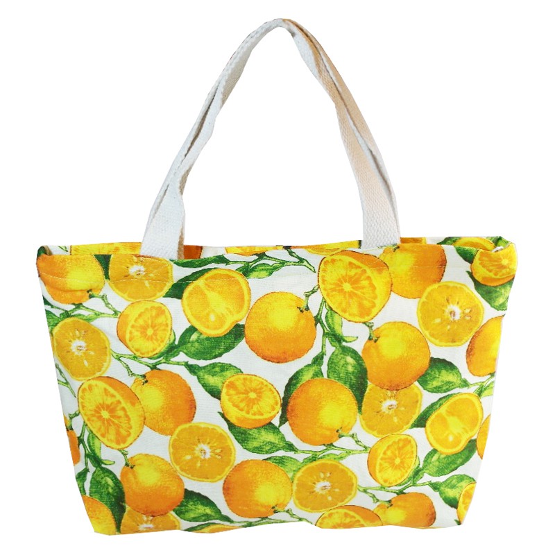 ATIPA กระเป๋าผ้าลายส้ม มีซิป Shopping Bag (Size M) | Shopee Thailand