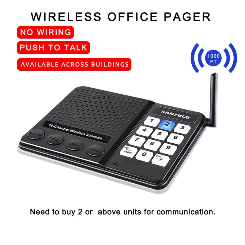 Intercom 10 Channel Wireless Intercom for Home Office (1000 Feet) Range ...