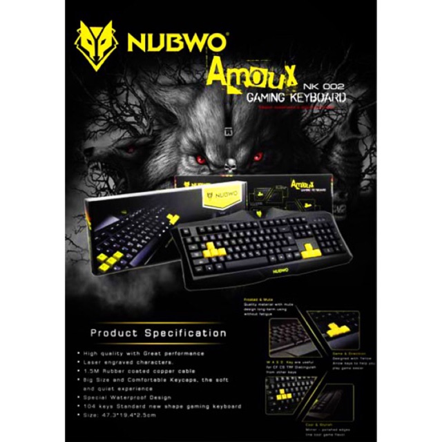 NUBWO Gaming Keyboard : สีดำ-เหลือง | Shopee Thailand