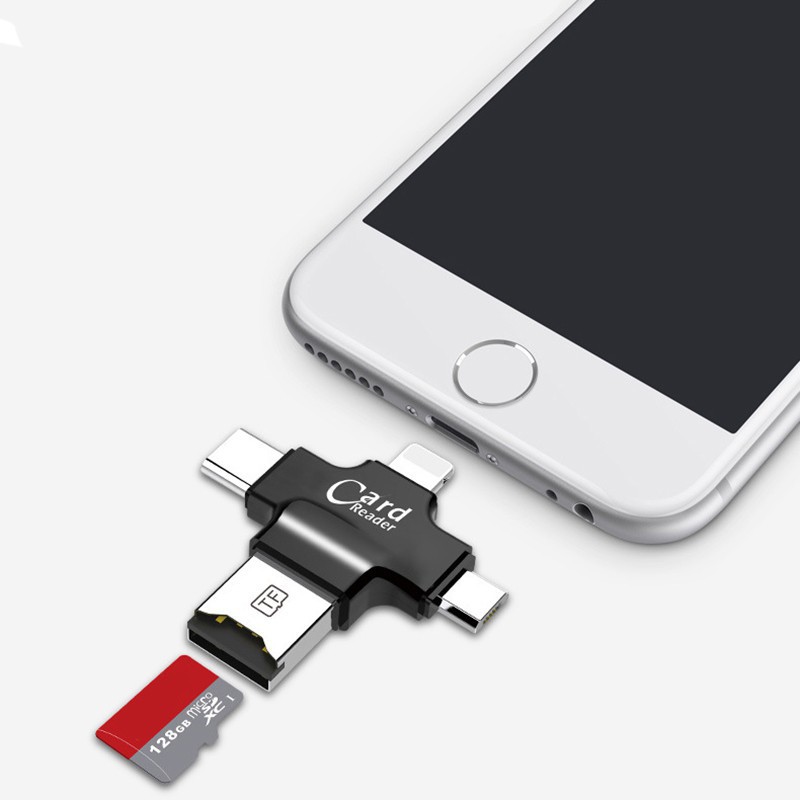 2020 ใหม่ 4 in 1 เครื่องอ่านการ์ด iOS Micro USB Type C OTG Micro SD TF ...