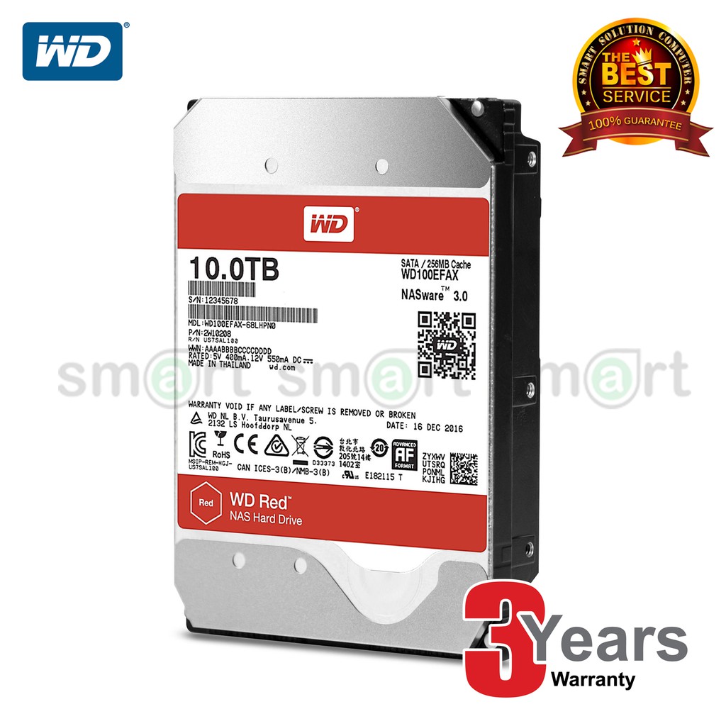 [ผ่อน0% สูงสุด 10เดือน] WD 10TB Red NAS Hard Drive รุ่น WD100EFAX ...