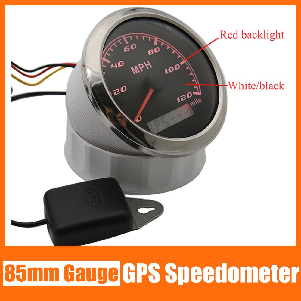 85 มม.GPS Speedometer Gauge พร ้ อมเสาอากาศ GPS 120MPH Speed Odometer ...