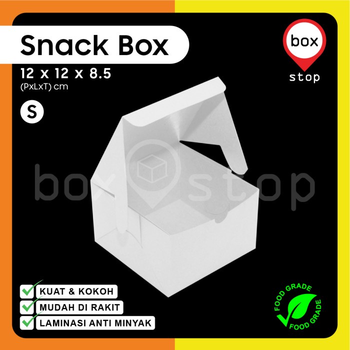 Putih Snack Box - กล่องจัดเลี้ยง - กล่องเค้ก - สีขาว - 12x12x8.5 ซม. ...