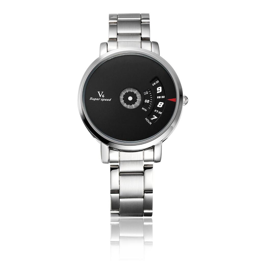 plusslim นาฬิกา V6 SUPER SPEED Watch ตัวเรือนสแตนเลสหน้าปัดสีดำ ...