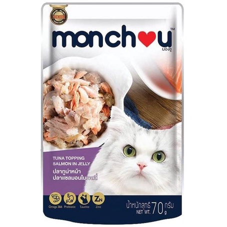 Monchou มองชู อาหารแมวชนิดเปียกบรรจุถุง ขนาด 70g แบบแพ็ค 12 ซอง (ยกโหล) | Shopee Thailand