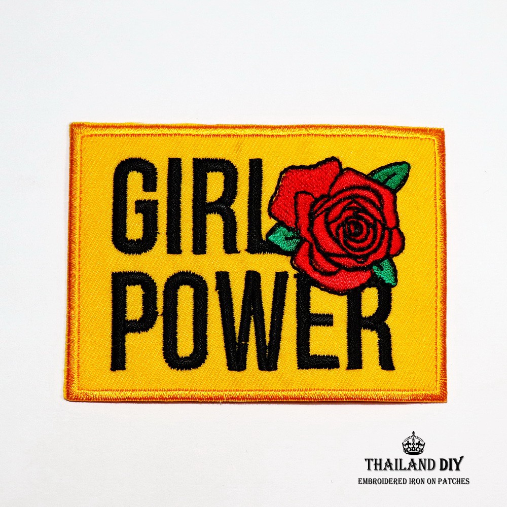 👧 ตัวรีดติดเสื้อ ลายวัยรุ่น คำกวนๆ แนวๆ พลังสตรี ผู้หญิง Girl Power Patch WOP งานปัก DIY ตัวรีด ...