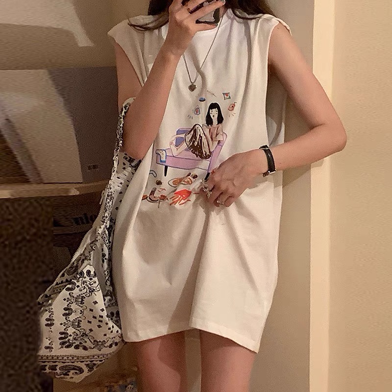 【WANG JIAO ZHAN】เสื้อยืดแขนกุดพิมพ์ลายการ์ตูนหวาน ๆ เสื้อผ้าแฟชั่น ...