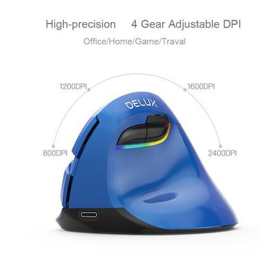 Delux M618 Mini สีน้ำเงิน Bluetooth 4.0+2.4GHz Wireless Vertical Mouse ...