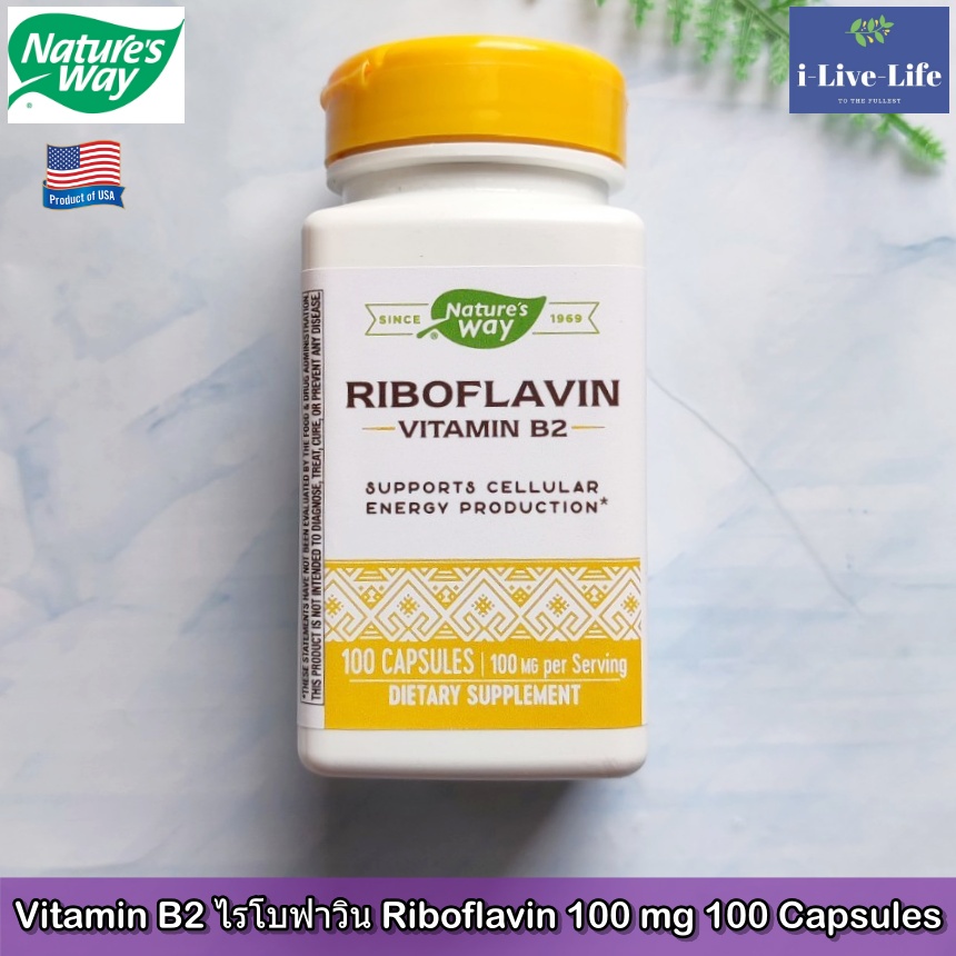 วิตามิบี Riboflavin Vitamin B2 100 mg 100 Capsules - Nature's Way ...