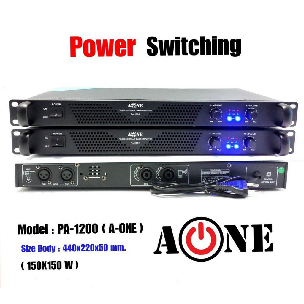 A-ONE เพาเวอร์แอมป์ 300วัตต์รุ่น PA-1200 Max Powet:150W*2 ที่ 8 โอมป์ 2CH รุ่นPA-1200 | Shopee ...