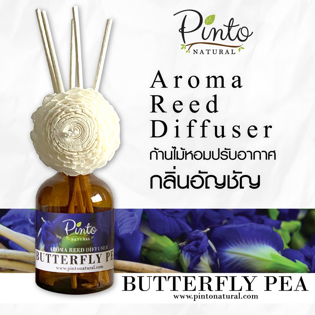 PINTONATURAL ก้านไม้หอมปรับอากาศ กลิ่นอัญชัญ Aroma Reed Diffuser ...