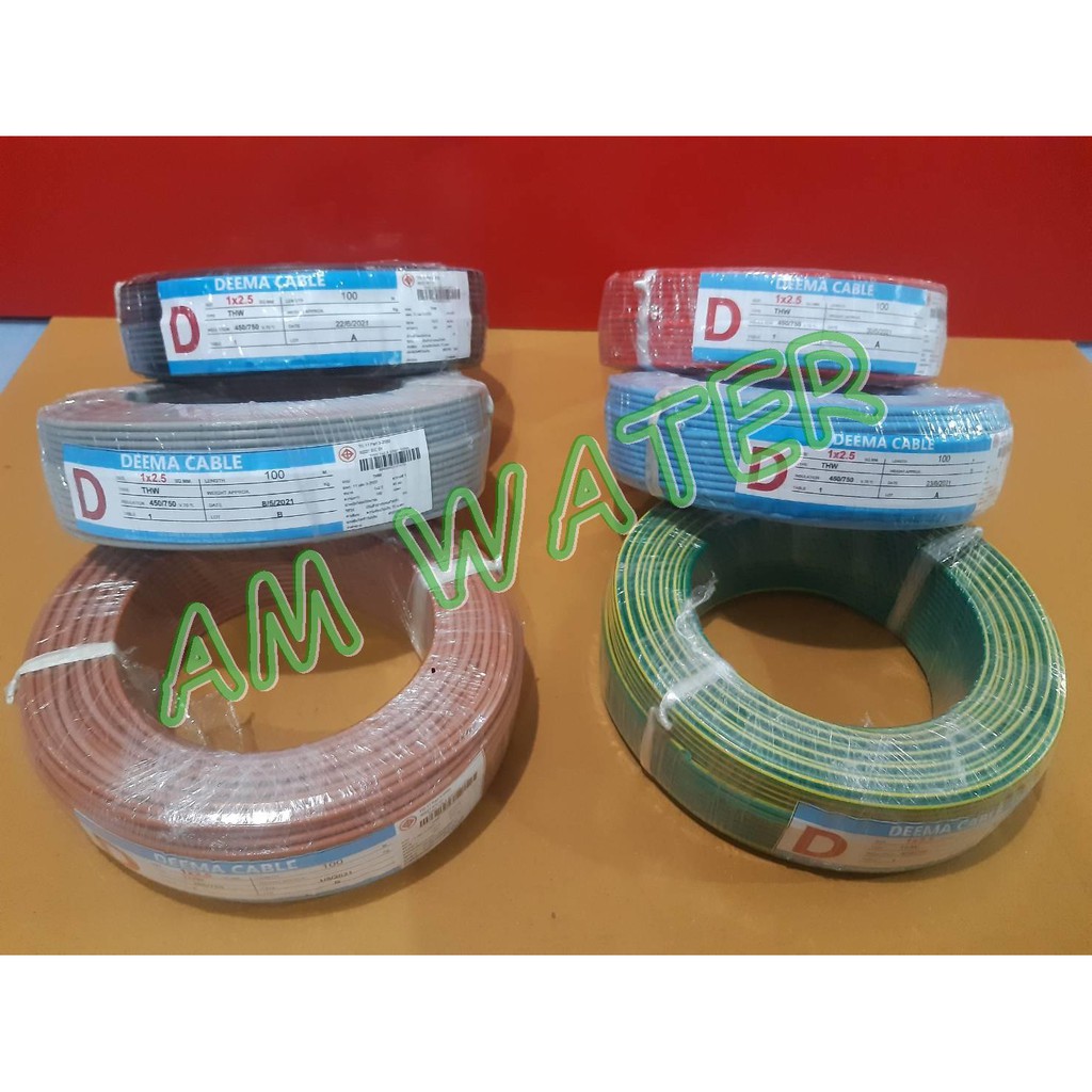 DEEMA CABlE สายไฟ THW 1x2.5 SQ.MM. ความยาว 100 เมตร | Shopee Thailand