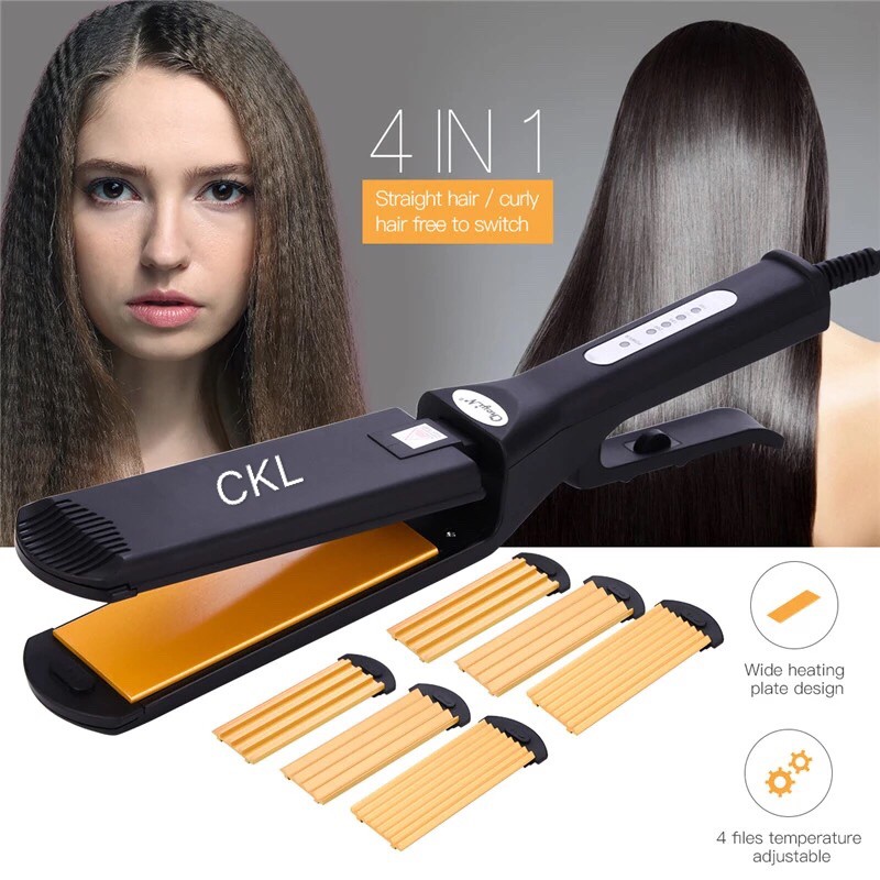 CKL-1044 เครื่องหนีบผมตรง/ผมหยิก พร้อม แผ่นทำความร้อน เปลี่ยนทรงได้ ถึง 4 แบบ รุ่น CKL-1056 (สี ...