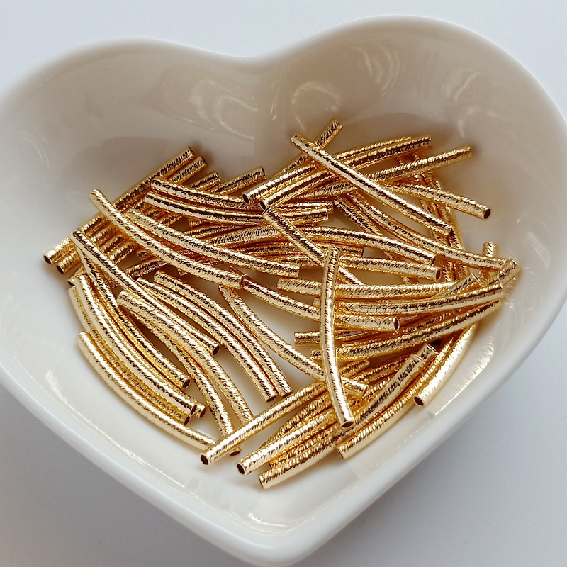 Diy 14K ทองแดงชุบทอง 10 ชิ้นสีการเก็บรักษาพื้นผิว Frosted Hollow ข้อศอกหลอดยาว | Shopee Thailand