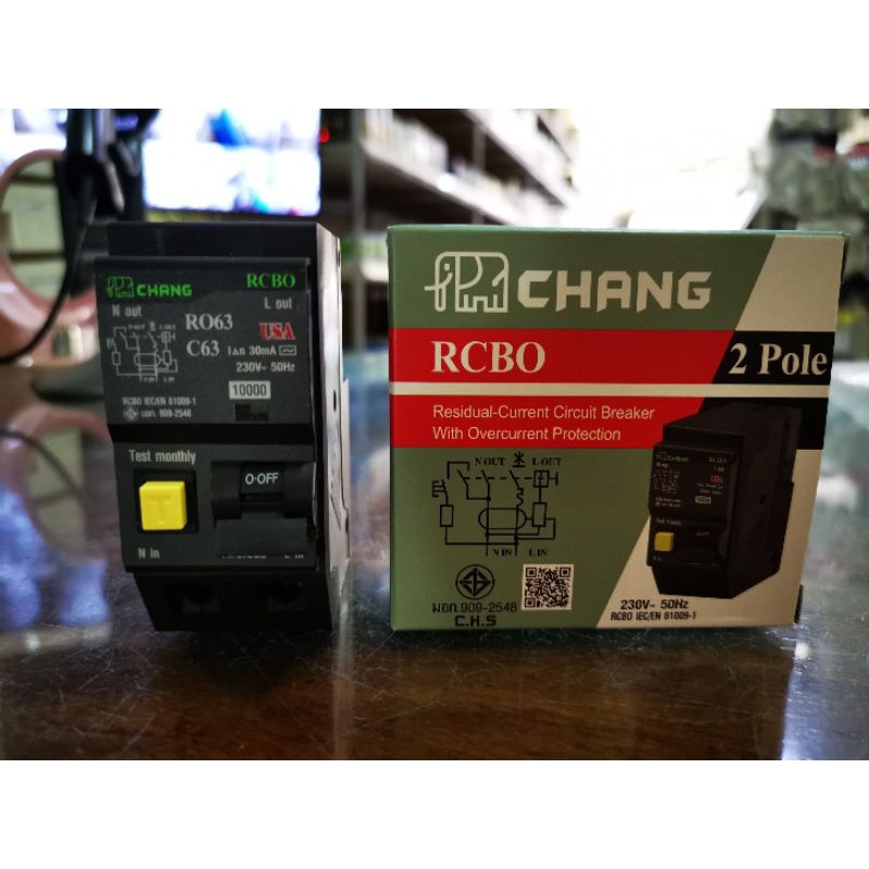 CHANG เมนเบรกเกอร์กันดูด RCBO 2P 63A | Shopee Thailand