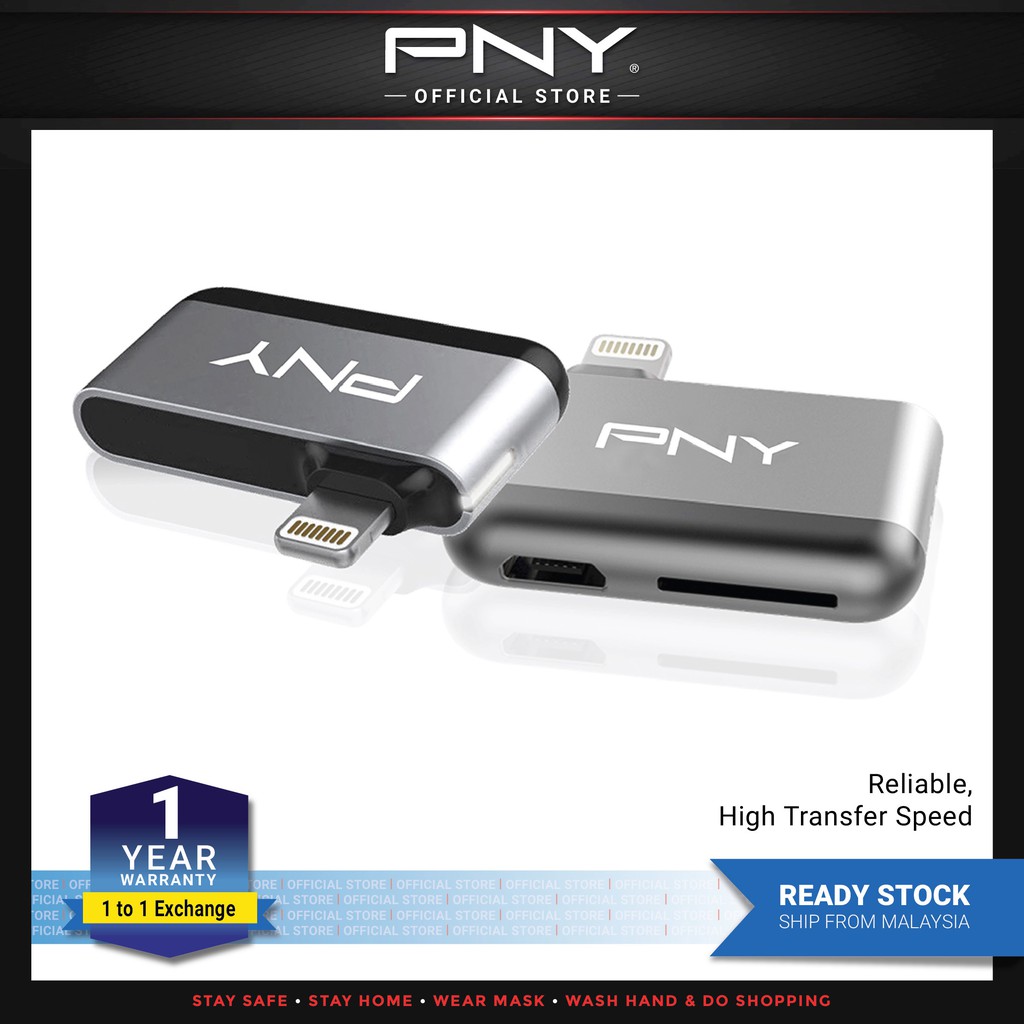 Pny Duo-LINK R Lightning MicroSD Card Reader (รับประกัน 1 ปี แลก 1 ถึง ...