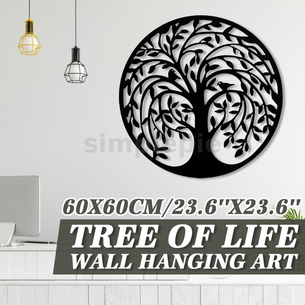 60cm Tree Of Life Wall Hanging Decorations 3D Round Iron Art Home ...