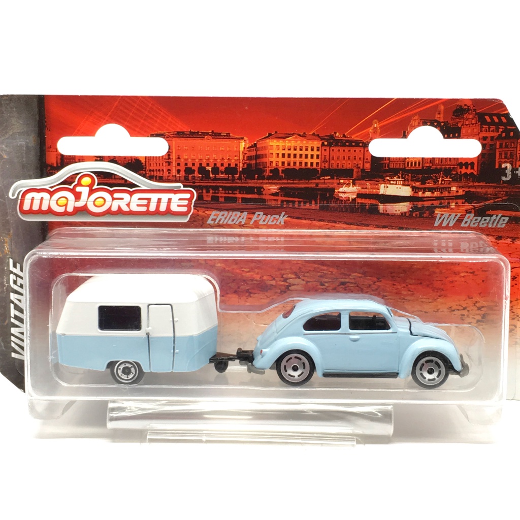 Majorette Volkswagen Beetle Vintage + Eriba Puck - Blue Color /scale 1/ ...