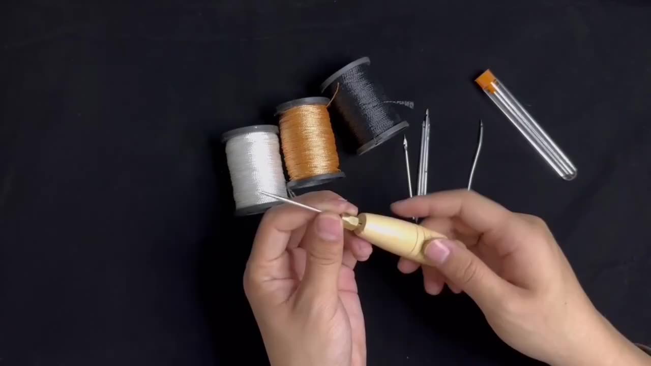 ยี่ห้อใหม่หนังชุดเย็บผ้า DIY หนังเย็บ Awl Sharp เข็มไม้ชุดรองเท้าหนัง ...