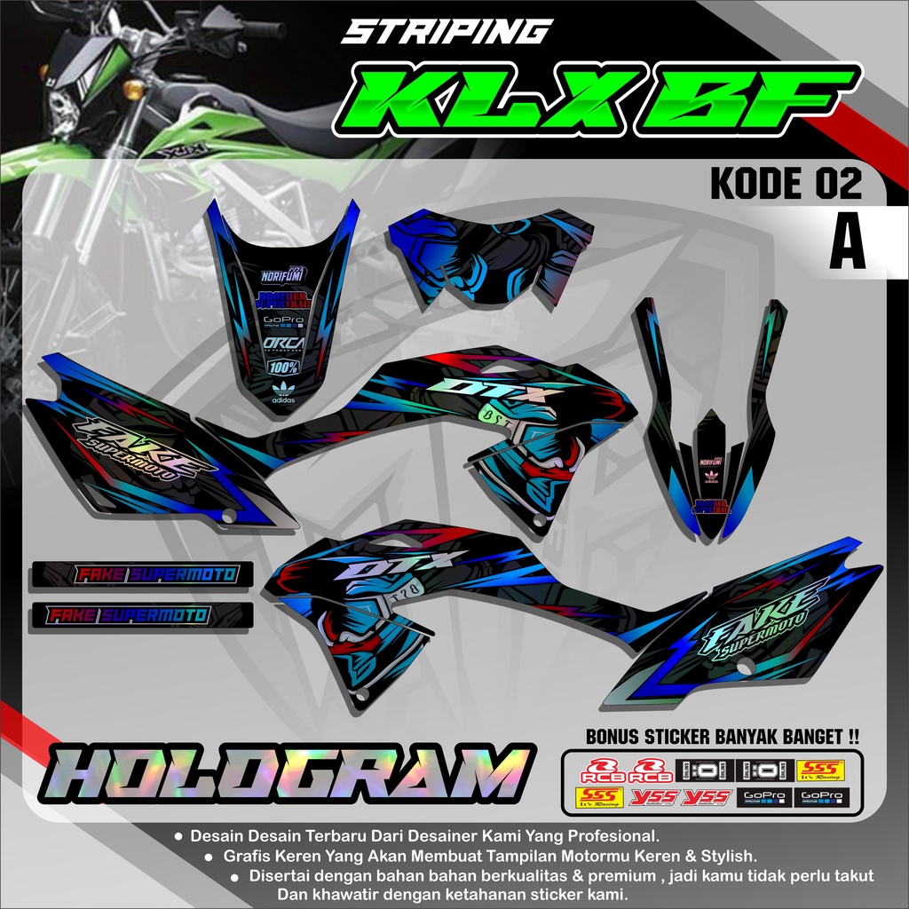 (ใหม่ล่าสุด) Klx RAINBOW HOLOGRAM DECAL Sticker 150 G/BF/SE Supermoto ...