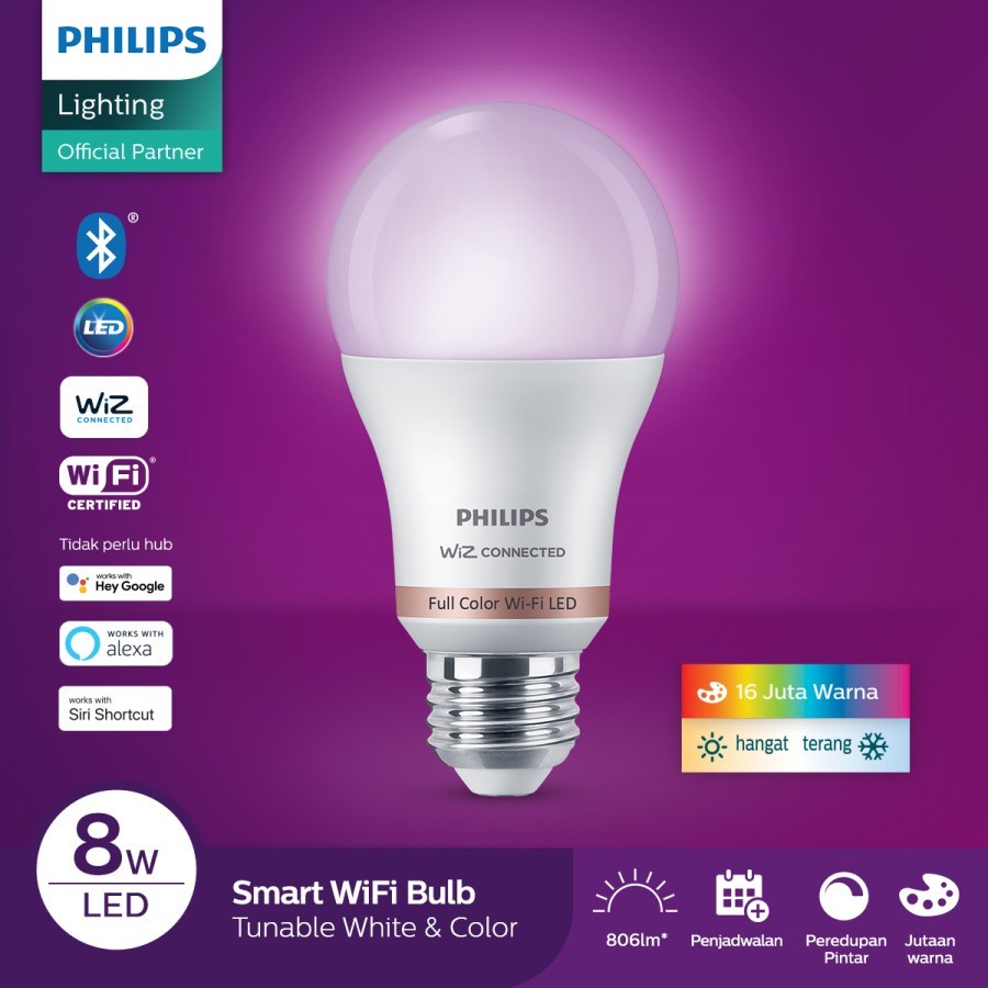 หลอดไฟ LED Phi-Wifi Smart Wifi Wiz 8w RGB Philips - RGB | Shopee Thailand